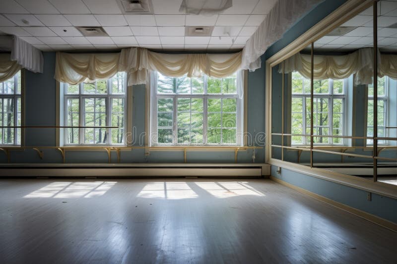 A Ballet Studio with Large Windows Stock Illustration - Illustration of ...