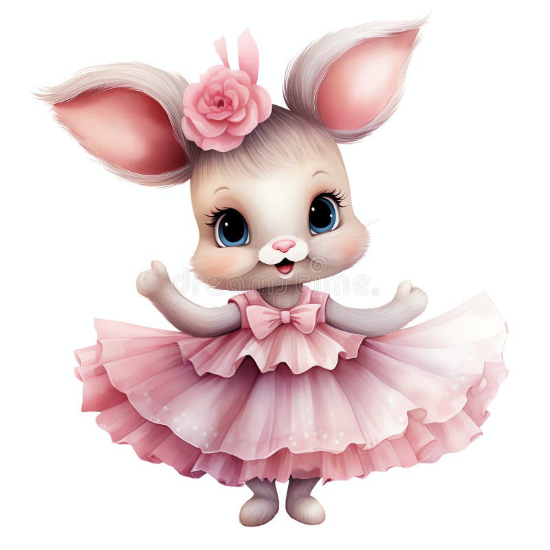 Ballet Tutu Cute Bunny Pink Cute Bunny Watercolor Stock Illustration ...