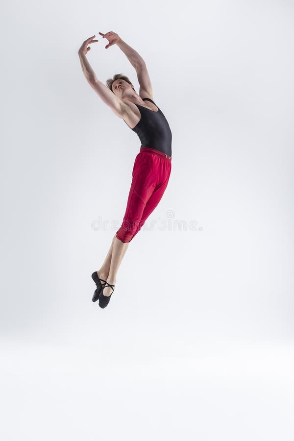 One Professional Caucasian Handsome Young Athlete Man Posing in Flying ...