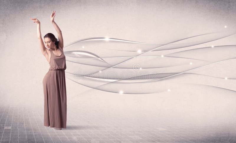 Balletdanser Die Moderne Dans Met Abstracte Lijnen Uitvoeren Stock ...