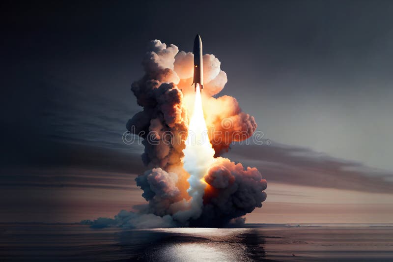 Ballistic Missile Launch from Underwater. Stock Illustration ...