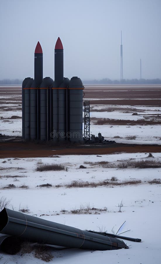 Ballistic Rockets in the Middle of a Winter Field Stock Illustration ...