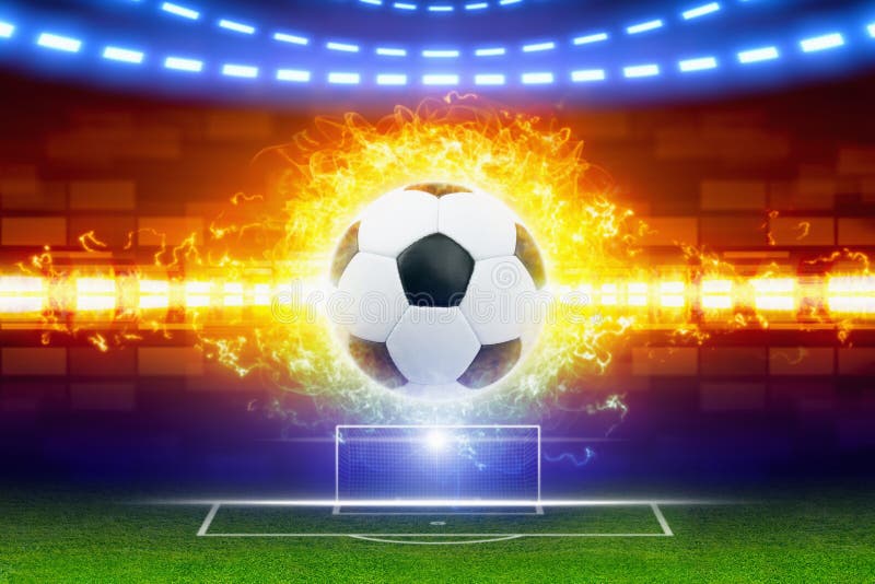 Ballon de football en feu illustration stock. Illustration du ...