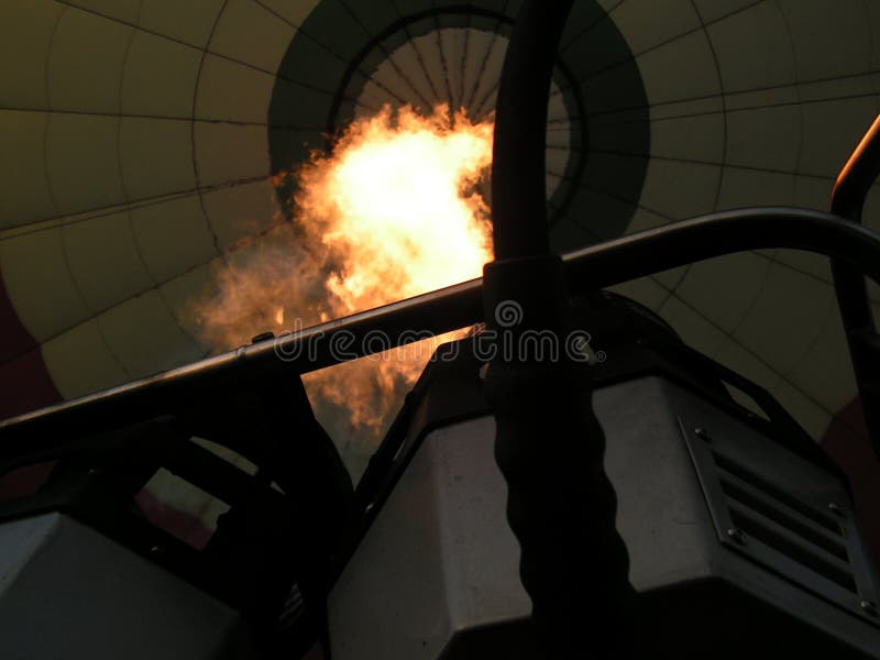 In the Ballon during the Fly. Fire Warming the Air. Stock Image - Image ...
