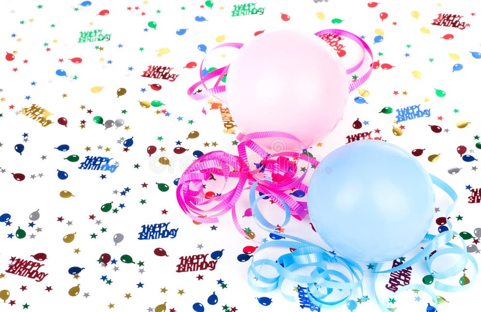 Ballons Et Confettis D'anniversaire Photo stock - Image du fond, festif ...
