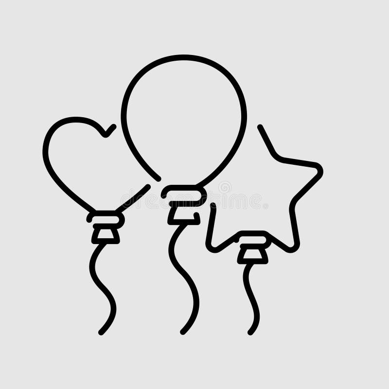 Ballons Happy Birthday Icon Stock Illustration - Illustration of line ...