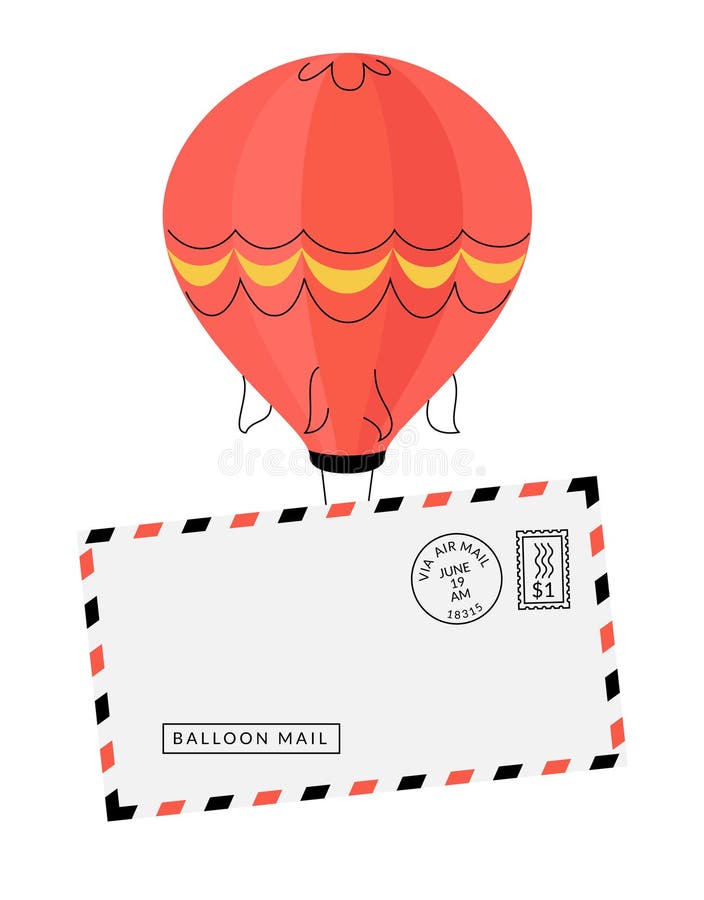 Balloon Air Mail Envelope stock vector. Illustration of balloon - 328627345