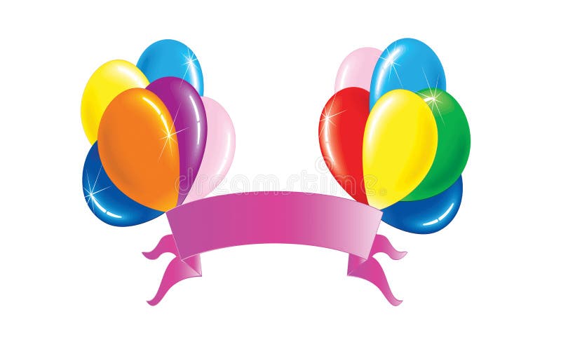 Balloon and Banner Illustration Stock Illustration - Illustration of ...