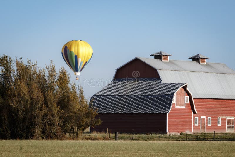 Balloon and Barns stock photo. Image of bucolic, basket - 98825400