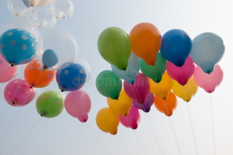 Balloon in blue sky stock image. Image of festival, birthday - 69150661