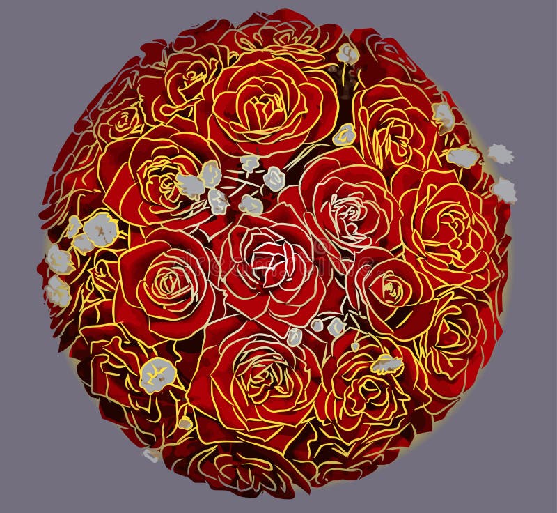 Balloon Bouquet of Red Roses Stock Illustration - Illustration of decor ...