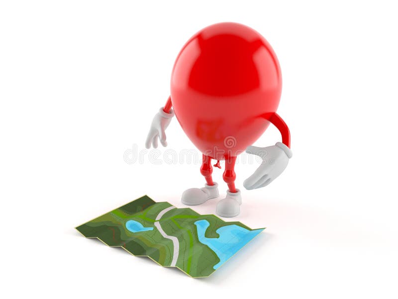 Balloon Character Looking at Map Stock Illustration - Illustration of ...