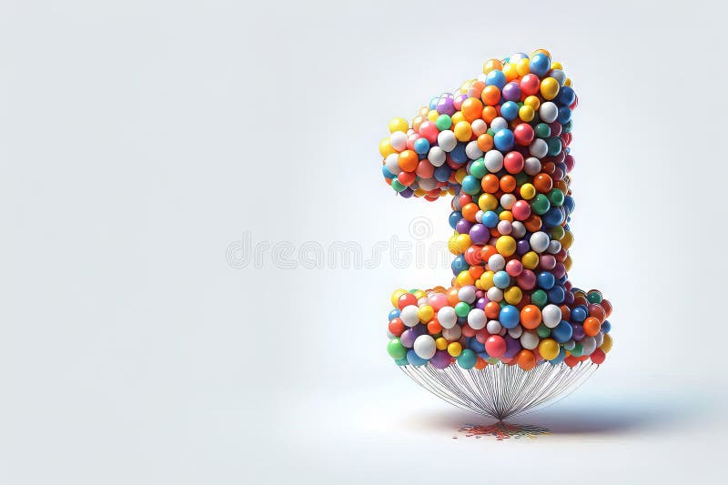 Balloon Cluster in the Shape of 1 Stock Illustration - Illustration of ...