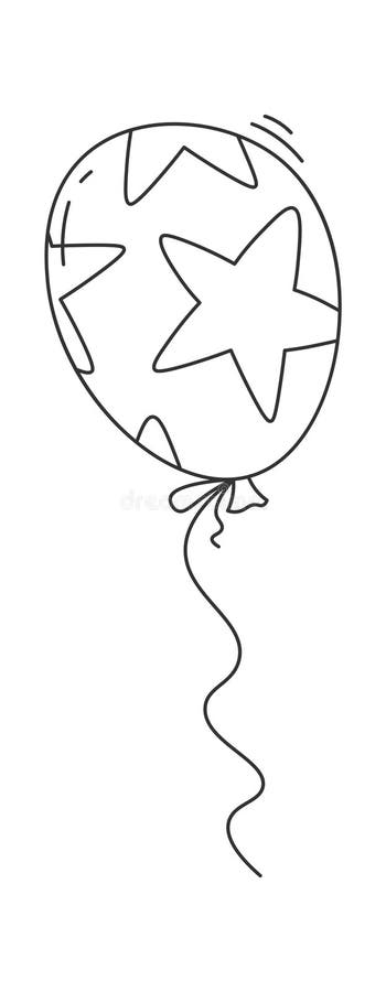 Balloon for Decoration Line Art Element Holiday Decor Illustration ...