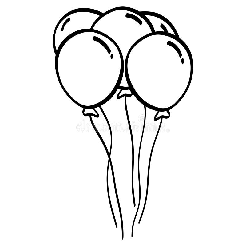 Balloon Doodle Line Art Drawing Vector Illustration Stock Vector ...