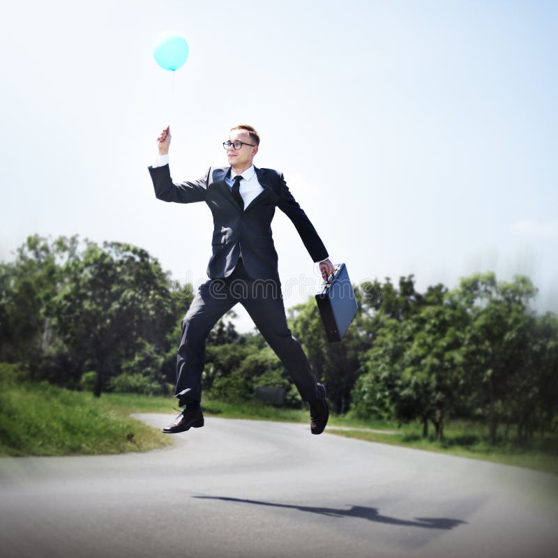 Balloon Executive Flying Success Business Rise Start Concept Stock ...