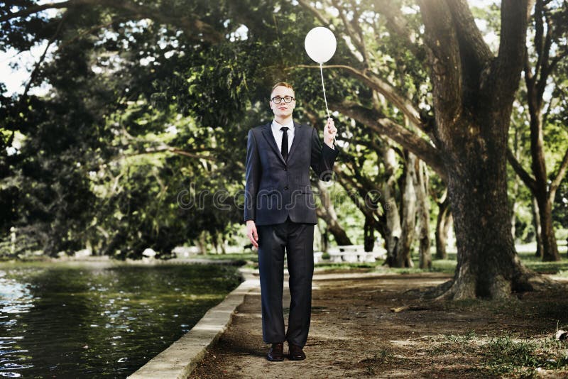 Balloon Executive Flying Success Business Rise Start Concept Stock ...