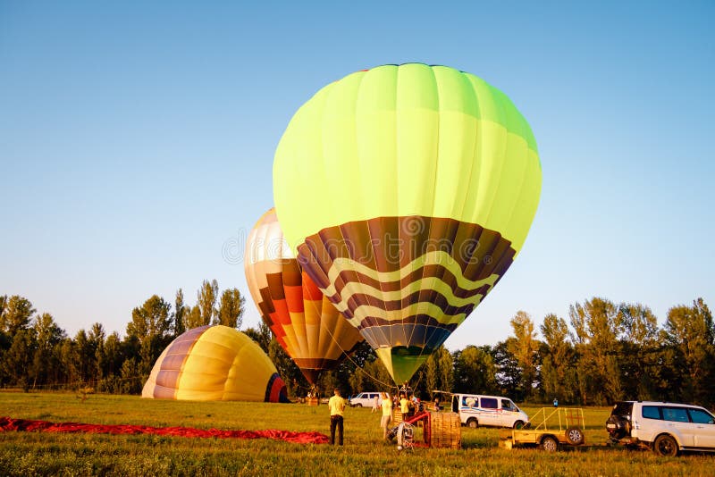 Balloon in the Field. Preparing for Flight Editorial Stock Photo ...