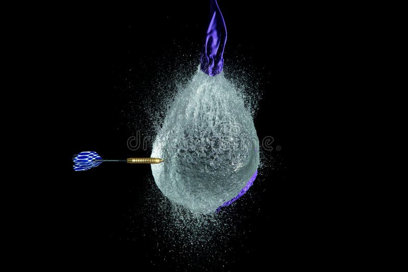 Balloon Filled with Water is Popped with Dart To Make a Mess Stock ...