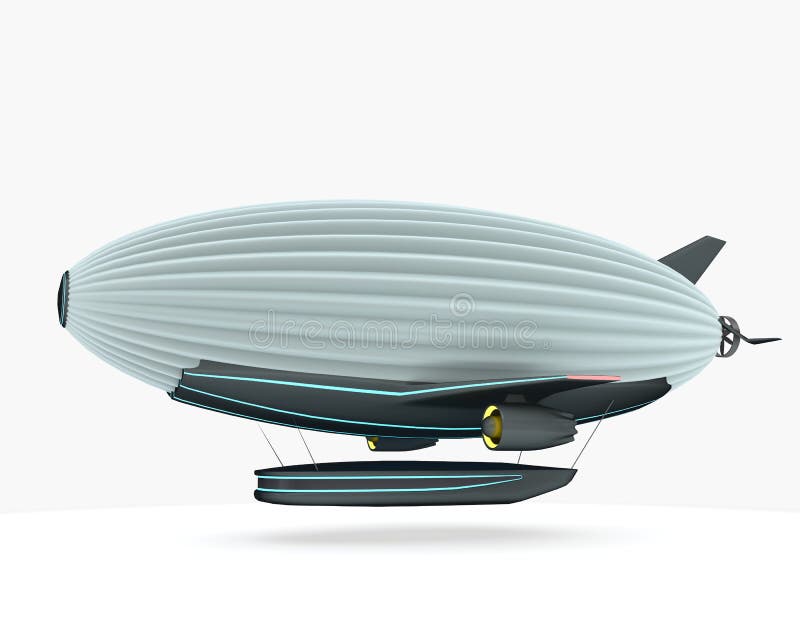 Balloon Fly Ship Isolated on Wnite. Future Concept Model. 3d ...