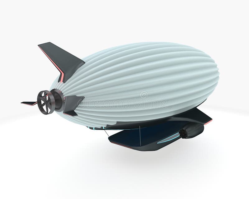 Balloon Fly Ship Isolated on Wnite. Future Concept Model. 3d ...