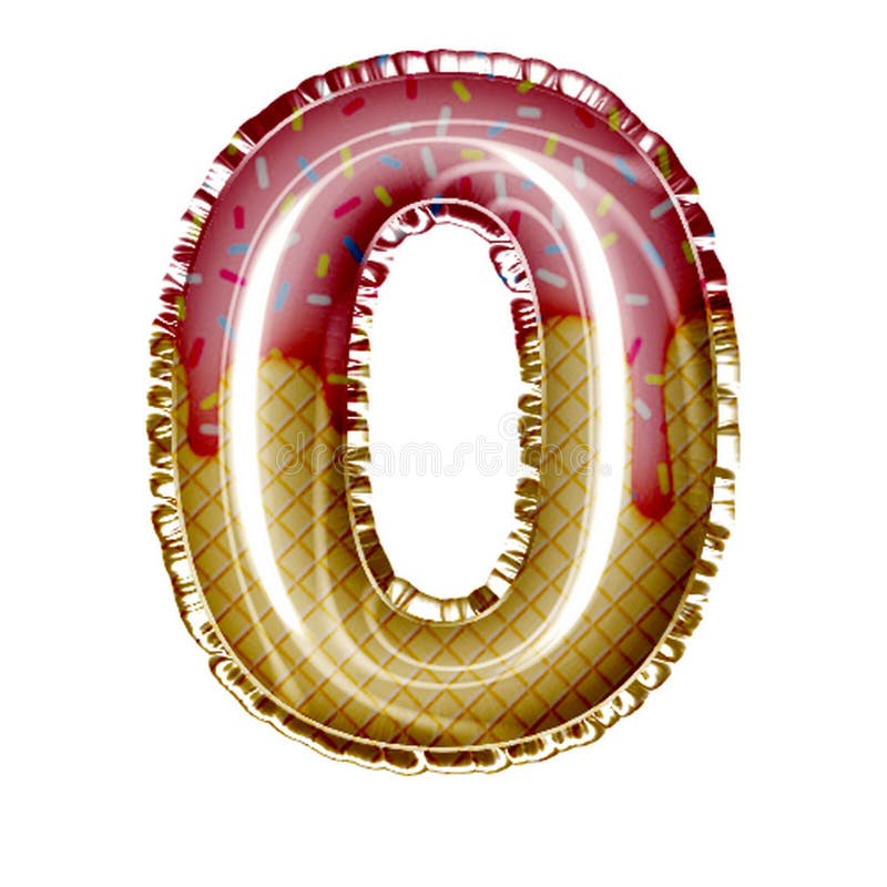 Balloon Foil Doughnut Ice Cream Dessert Number Zero Stock Illustration ...
