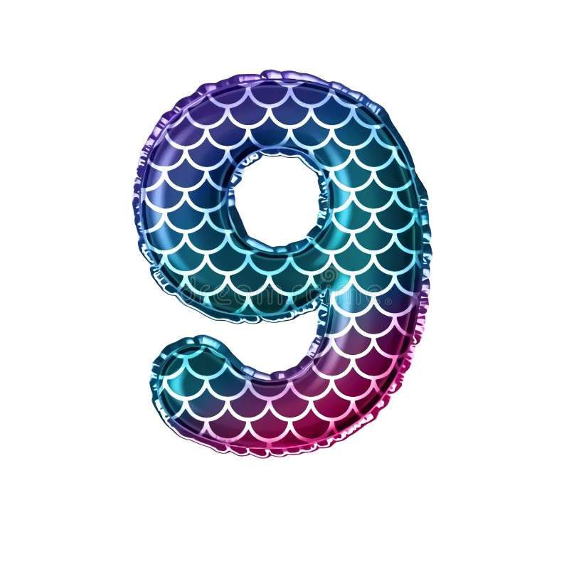 Balloon Foil Number Zero Mermaid Scale Stock Illustration ...