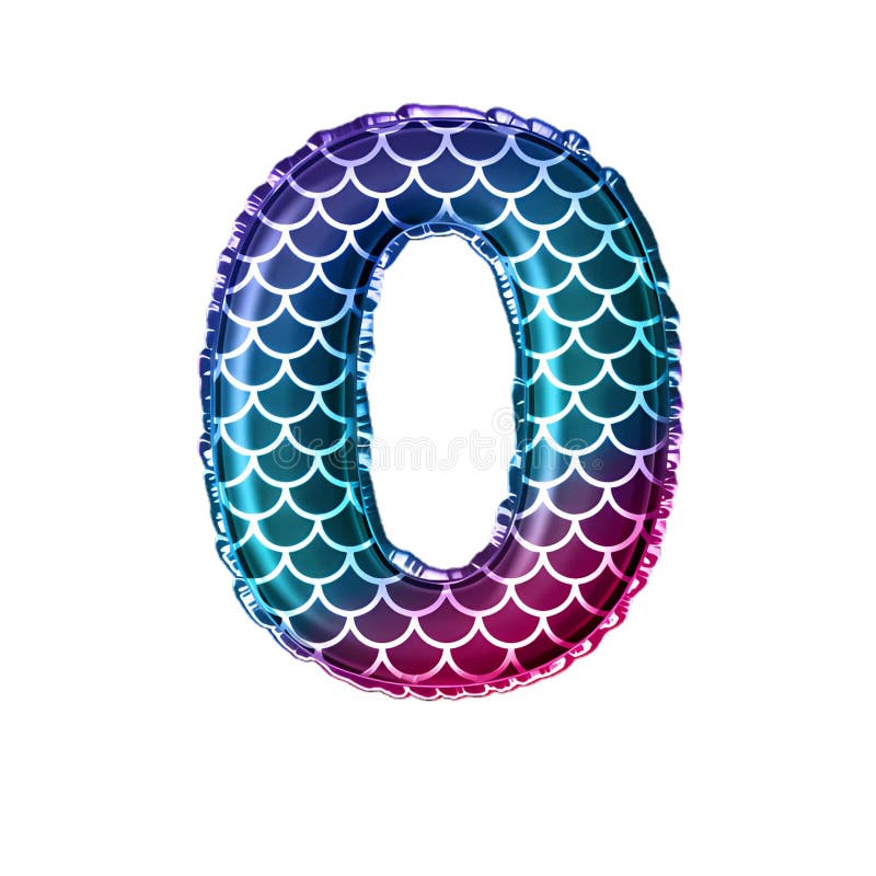 Balloon Foil Number Zero Mermaid Scale Stock Illustration ...