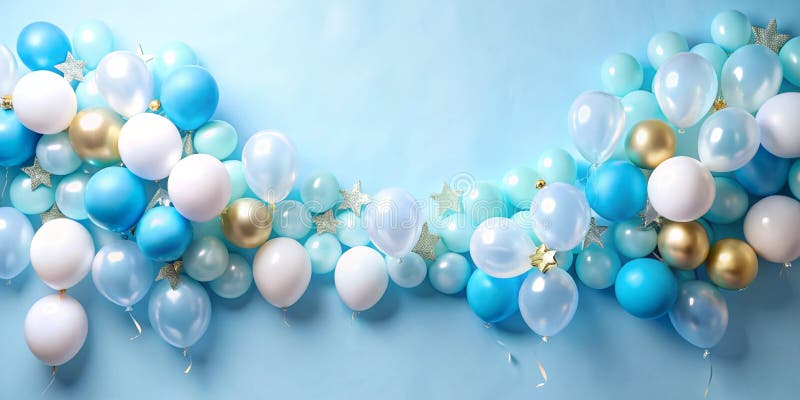 Balloon Garland on Light Blue Background, Festive Decor Stock ...