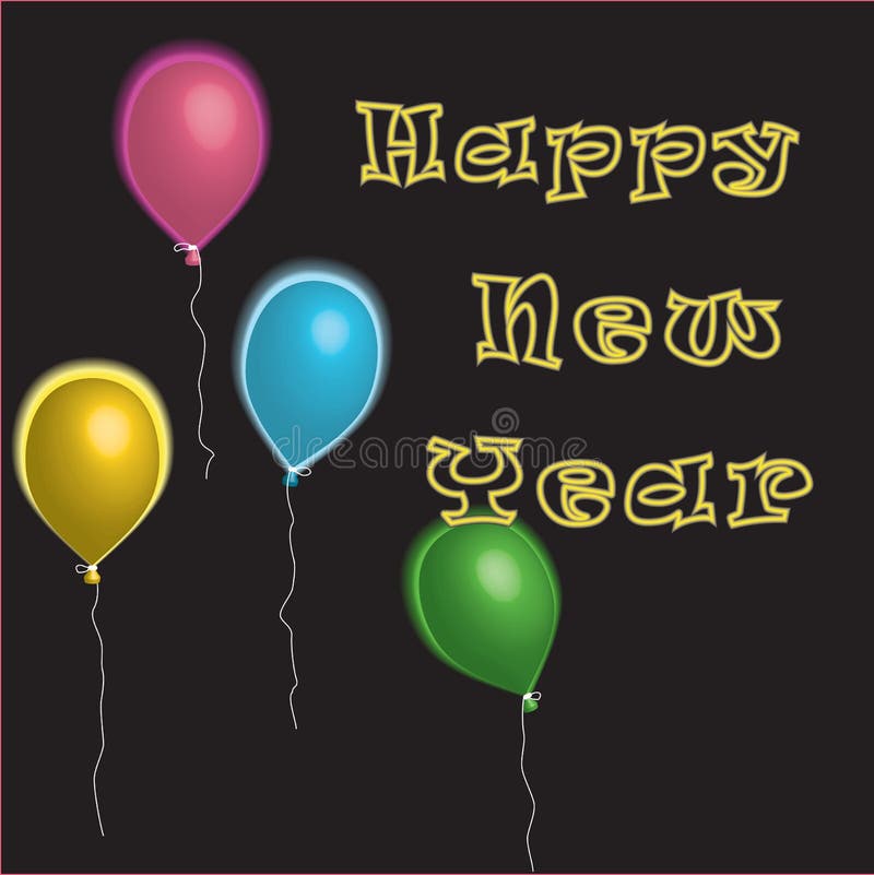 Balloon Happy New Year stock vector. Illustration of cyber - 47587525