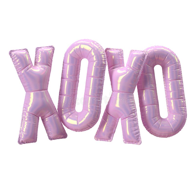 Balloon Holographic Pink 3D Xoxo Stock Illustration - Illustration of ...