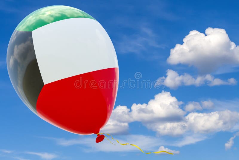 Balloon with the Image of the National Flag of Kuwait, Flying Against ...