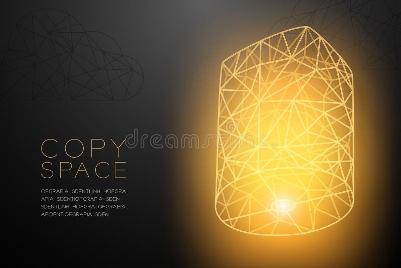 Balloon Lantern and Cloud Wireframe Polygon Golden Frame Structure, Loy ...