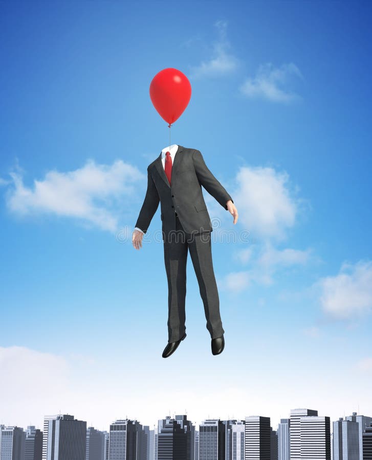 Balloon head flying stock photo. Image of knowledge, satisfaction ...