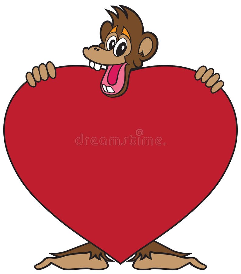 Monkey with Heart stock vector. Illustration of frame - 141039019