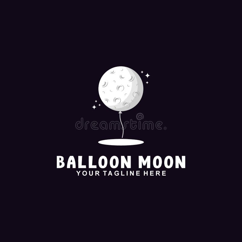 Balloon Moon with Flat Style Logo Illustration Stock Vector ...