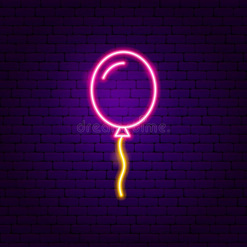 Balloon Neon Sign stock vector. Illustration of design - 142451445