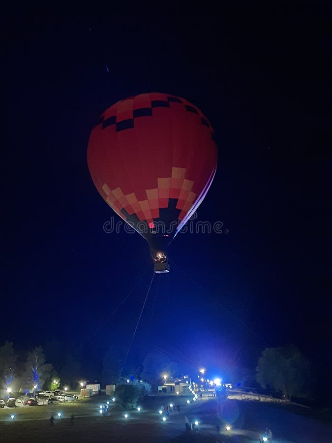 Hot Air Balloon Night Glow stock image. Image of colorful - 45207425