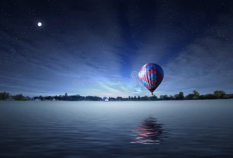 Balloon by night stock photo. Image of flight, flying - 91460514