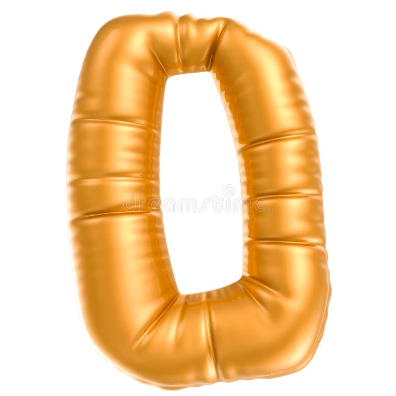 Balloon Number 0 Percent Gold 3D with White Background Stock ...