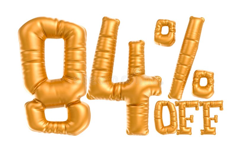 Balloon Number 84 Percent Gold 3D with White Background Stock ...