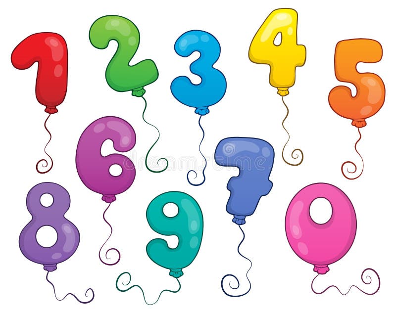 Balloon Numbers Theme Set 1 Stock Vector - Illustration of five, school ...