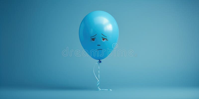Balloon with a Painted Sad Face, on a Blue Background, Blue Monday ...