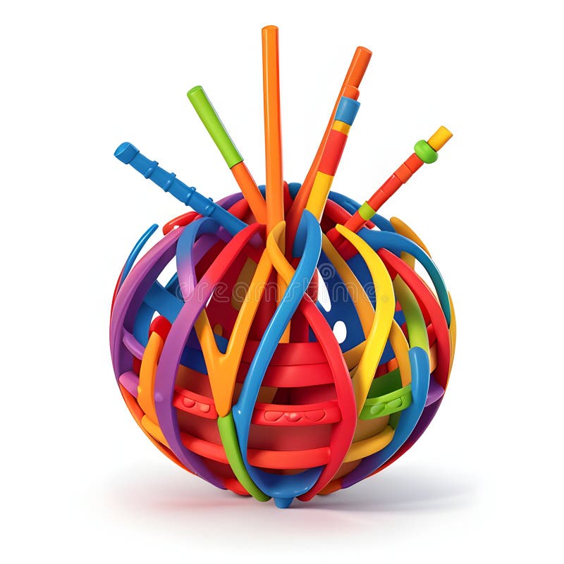 Balloon and Plastic Coloured Threads. Multicoloured Geometric Figures ...