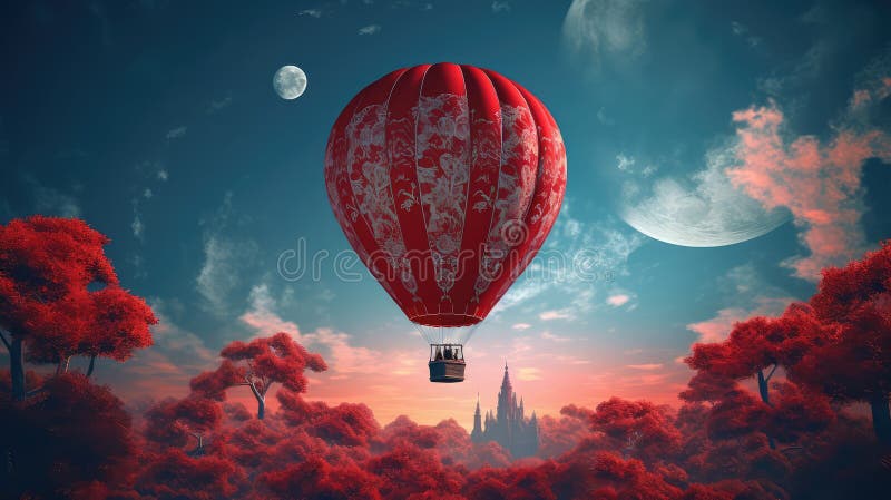Balloon Red World Illustration Sky Hotair Stock Illustrations – 3 ...