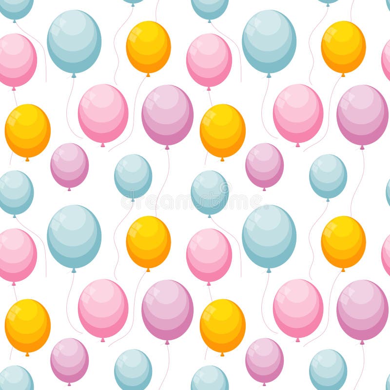 Balloon Seamless Pattern on White Background. Vector Illustration Stock ...