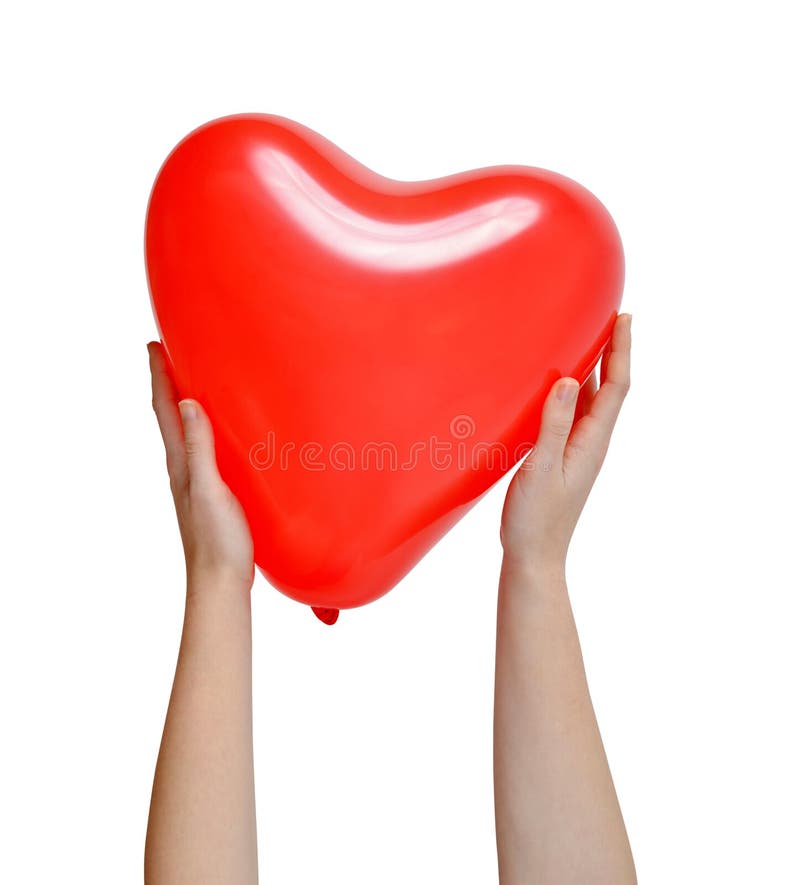 Balloon in the Shape Heart in Hands Stock Image - Image of feeling ...