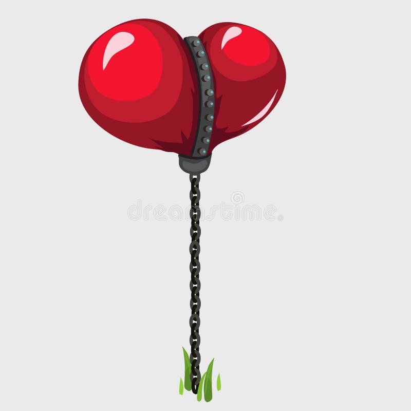 Red Heart Held by a Steel Chain Stock Illustration - Illustration of ...