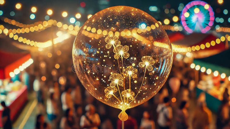 Balloon with Small Lights Inside, Set Against a Softly Blurred ...