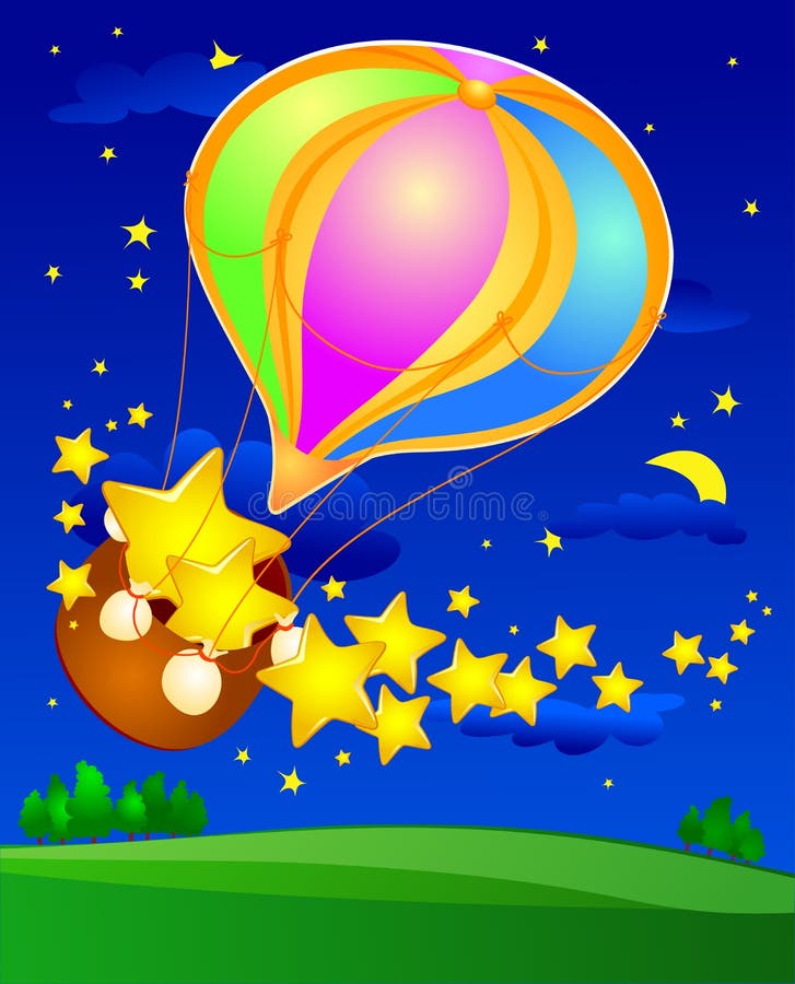 Balloon and stars stock illustration. Illustration of load - 18979207